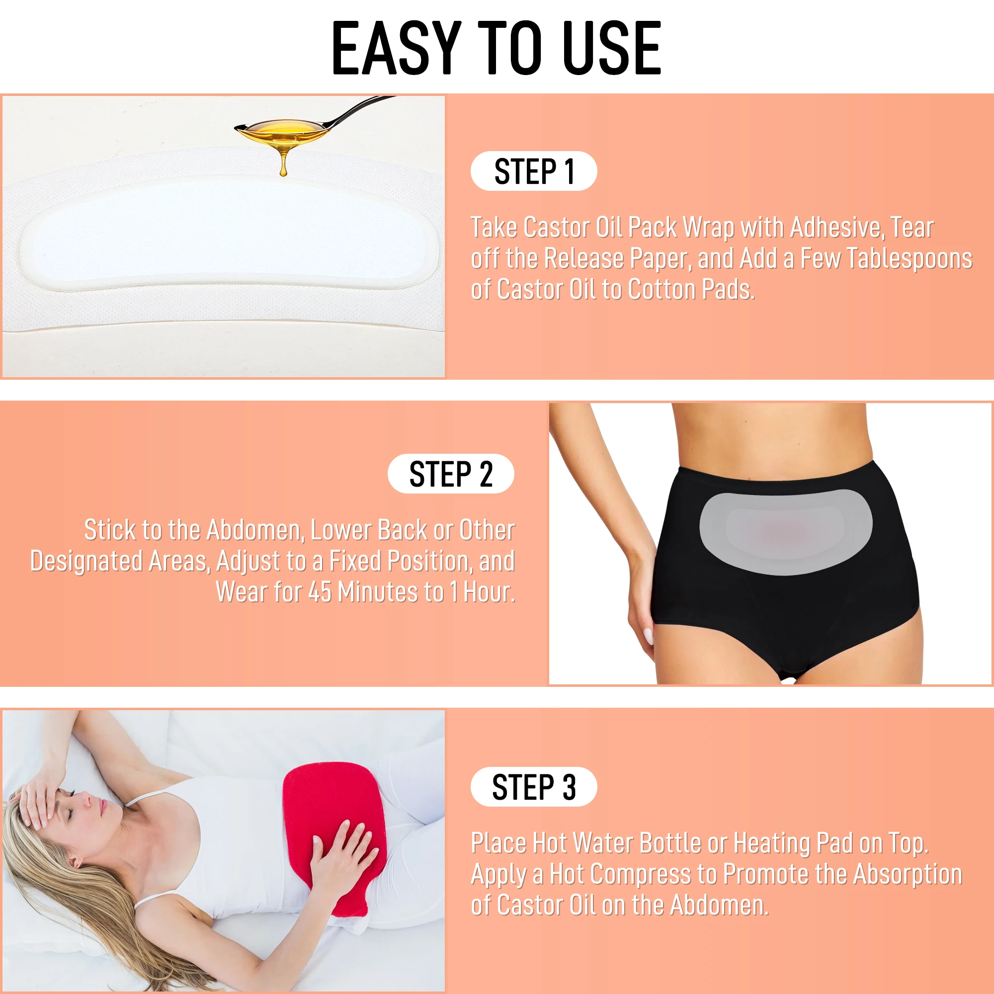 Famicheer Self Adhesive Castor Oil Patches Castor Oil Belly Button ...