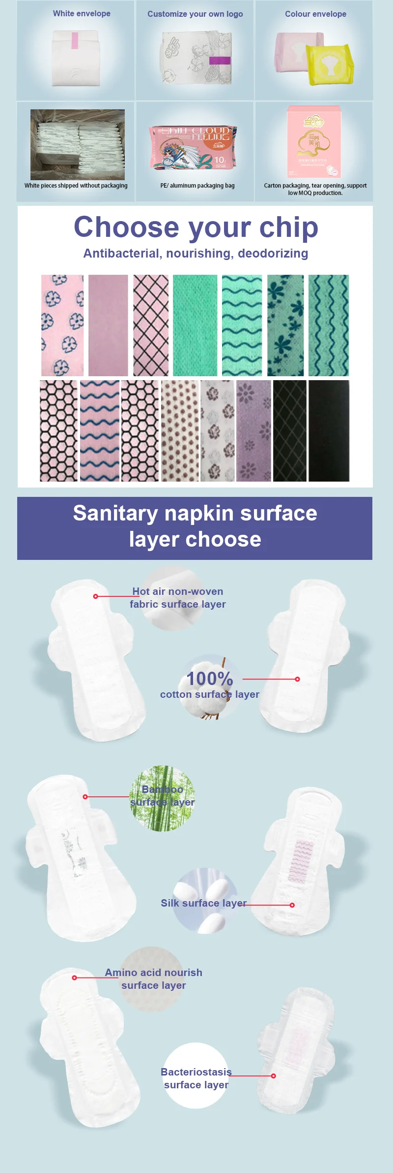 Hot Organic Period Pads Feminine Comfort Anion Chip Sanitary Napkins ...