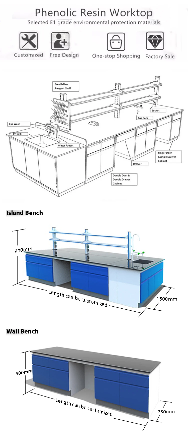 Laboratory Steel Lab Bench - Modern, Durable, and Versatile
