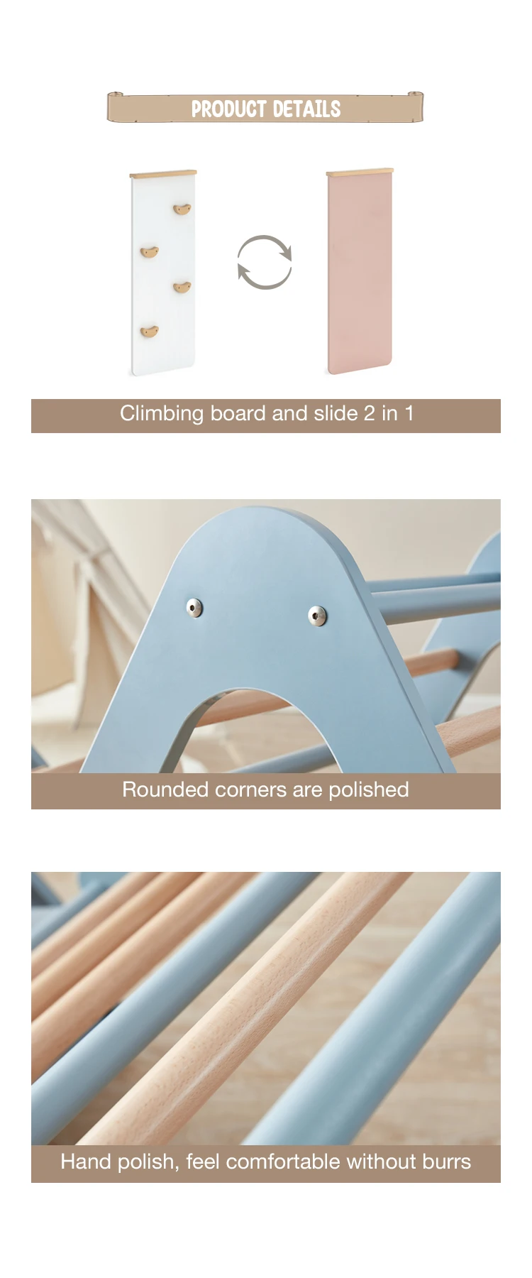Only B2b Boori Boori Wooden Indoor Kids Climbing Triangle Wood Toddler ...