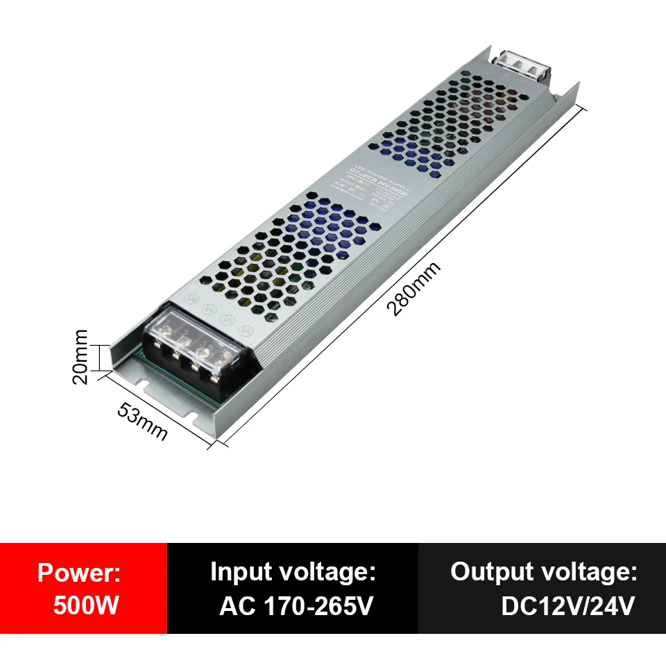 OMCH Ultra-Thin LED Power Supply 12V 24V 60W-400W LED Strip Lighting ...