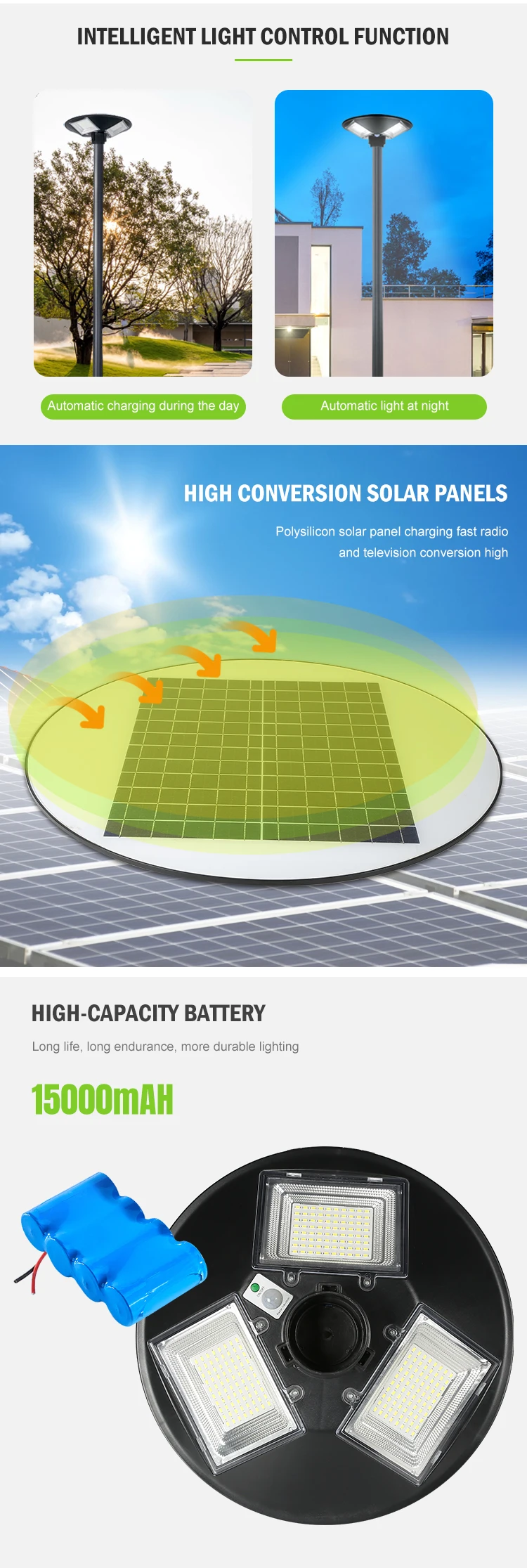 IP65 Round UFO Solar Power Garden Street Light - 150W-300W