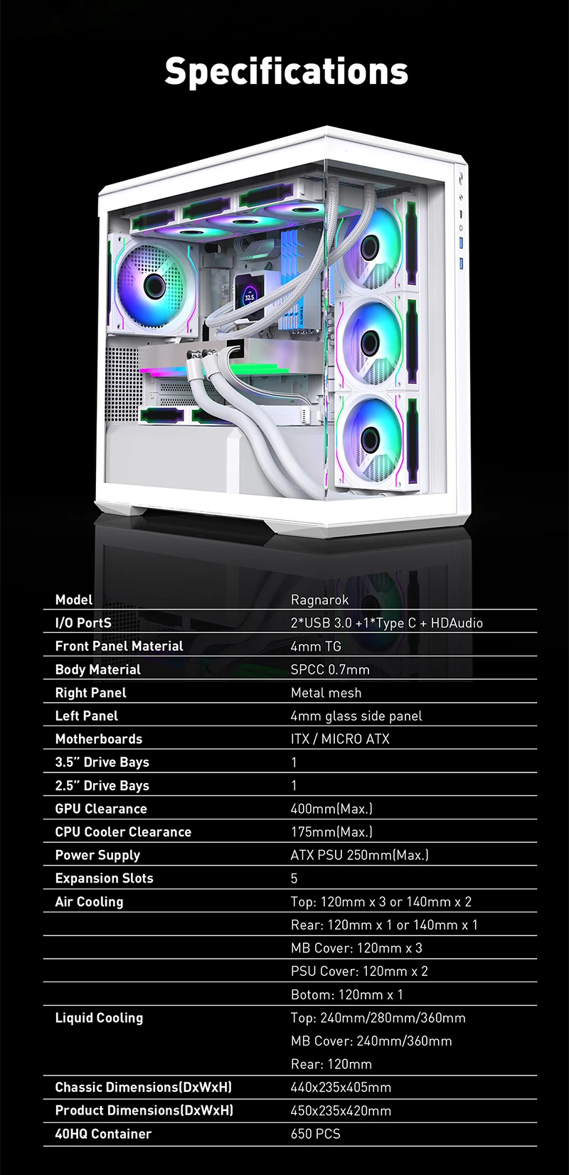 Matx Computer Case - Full Tower Cabinet for Gaming Pcs