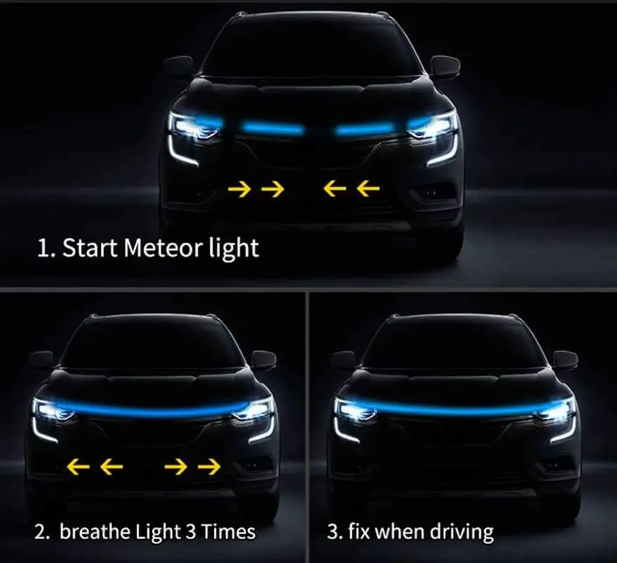 12V LED Scan Starting Car Hood Decorative Lamp Universal Car Daytime ...