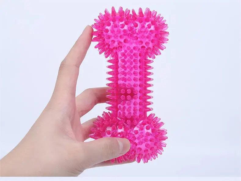 Top Selling Tpr Bone Squeaky Pet Training Dog Chew Toys Toothbrush Indestructible Dot Bone ...
