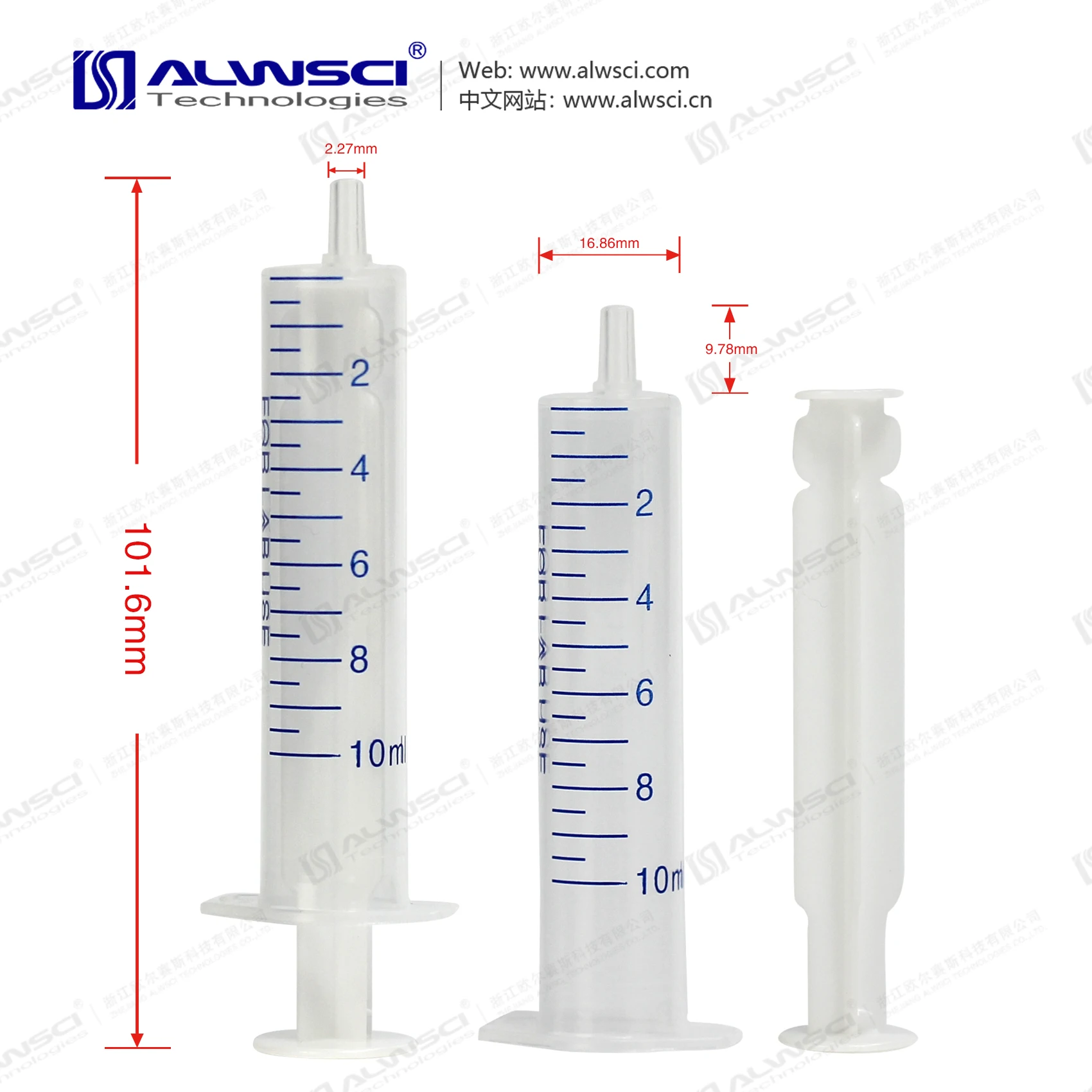 Labfil 10ml Disposable HPLC Laboratory Syringe - Clear Transparent