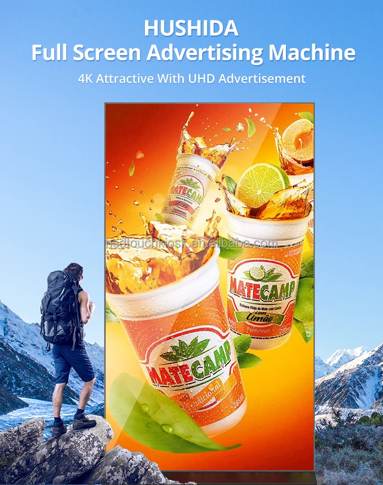 4K Stand Alone Advertising Display 65 75 86 Inch Signage Display Stands ...