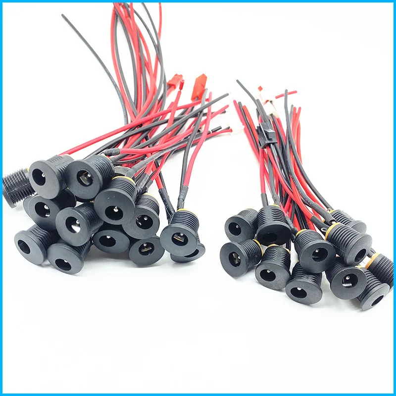 Female DC Threaded Barrel Jack Plug 5.5mm x 2.1mm Adapter with 18AWG ...