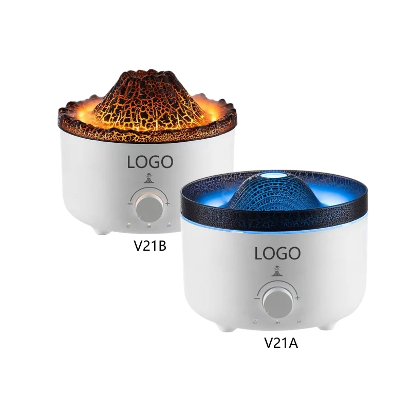 Customize Logo Desktop Flame Essential Oil Aroma Diffuser Dual Night Light Volcano Humidifier ...
