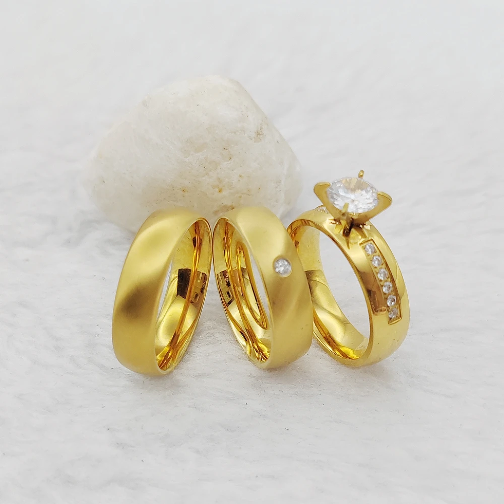 African Golden Jewelry His And Hers Cubic Zirconia Wedding Engagement ...