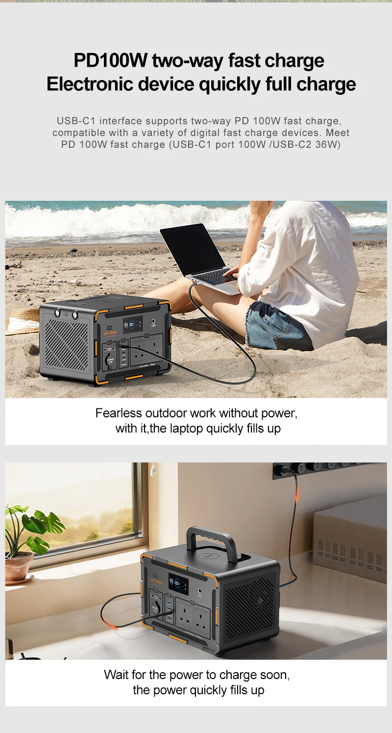 Portable Power Station 600w 599.4wh Led Light For Ipad Psp Laptop ...