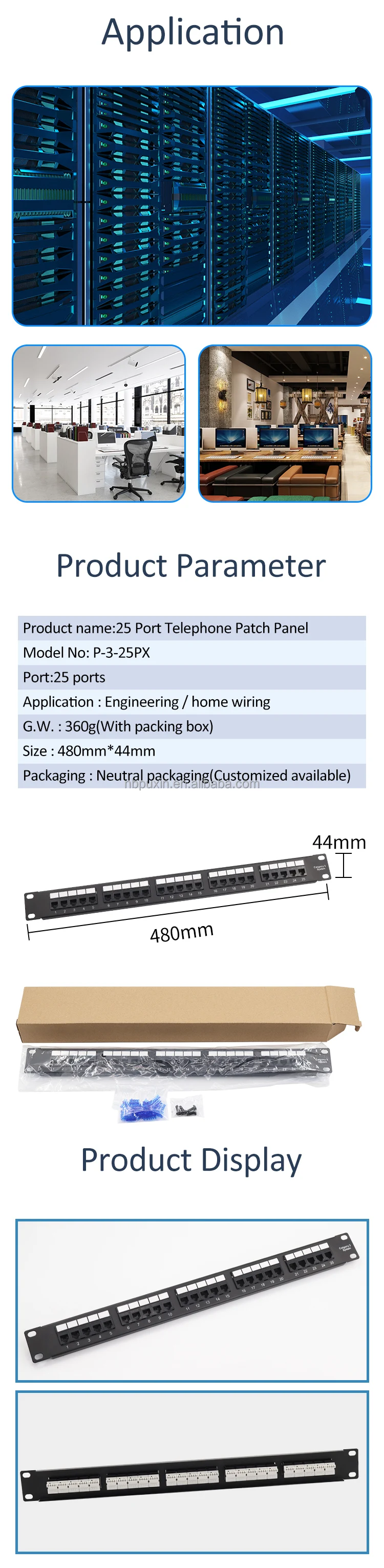 25 Port Utp Telephone Unshielded Patch Panel Telecom Parts - Buy 25 ...