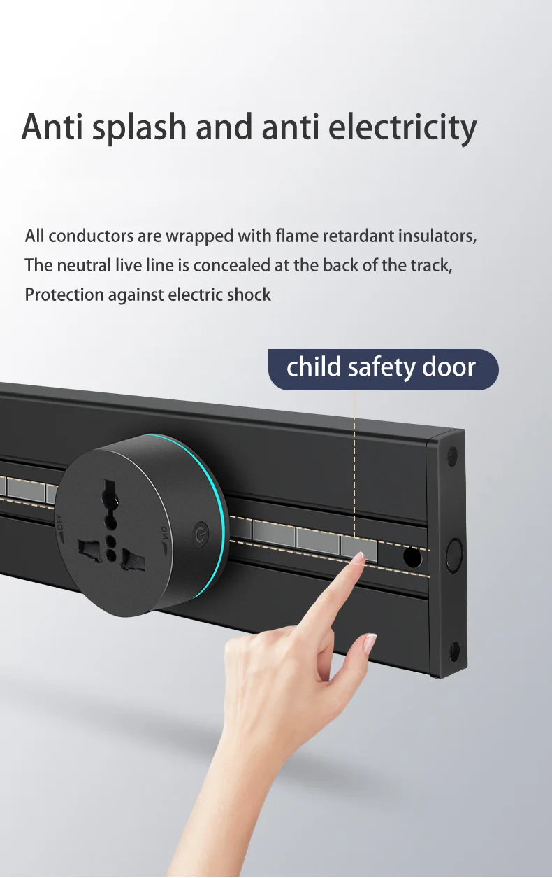 Kaisi 32a Socket Track 8000w Power Track With Smart Socket Wall Mounted ...