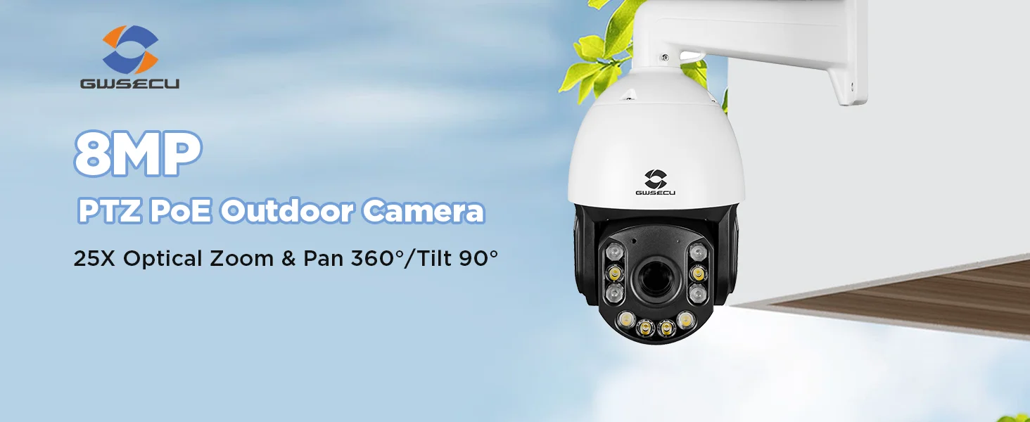 Gwsecu Outdoor 8mp Ptz Poe Ip Camera Speed Dome Human Auto Tracking And ...