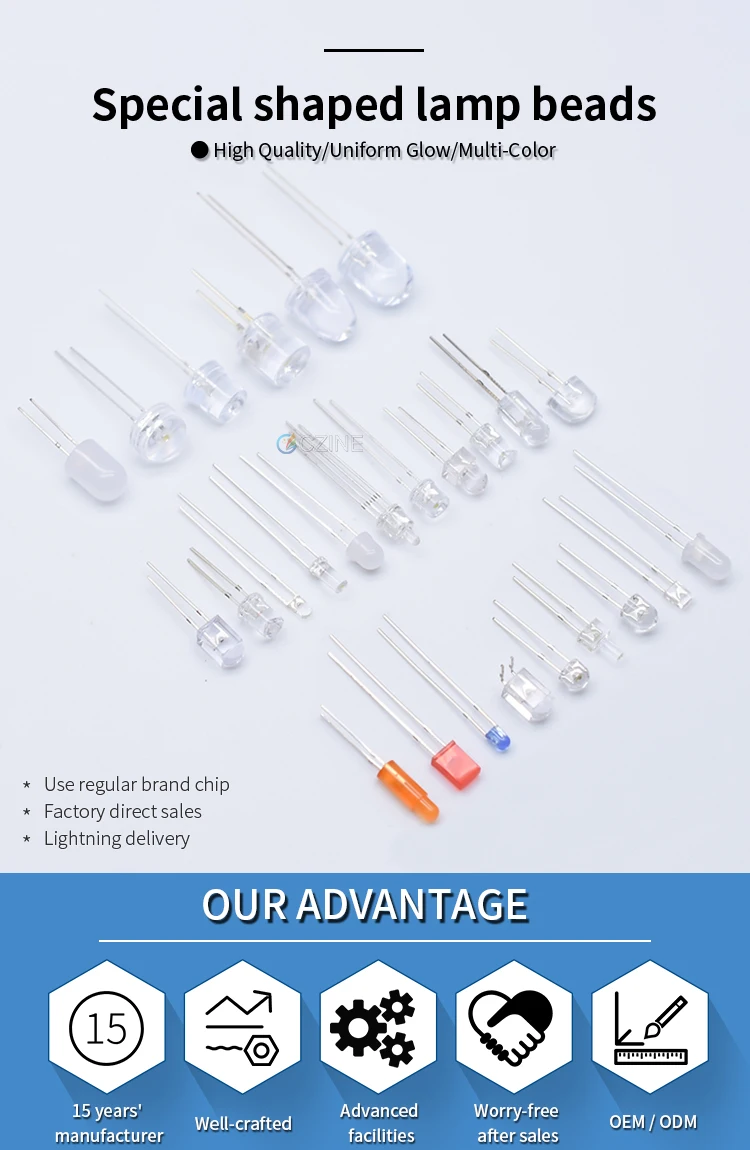 Led Factory 2V 3V White Red Green Blue Bicolor Uv Ir Round Dip Emitting ...