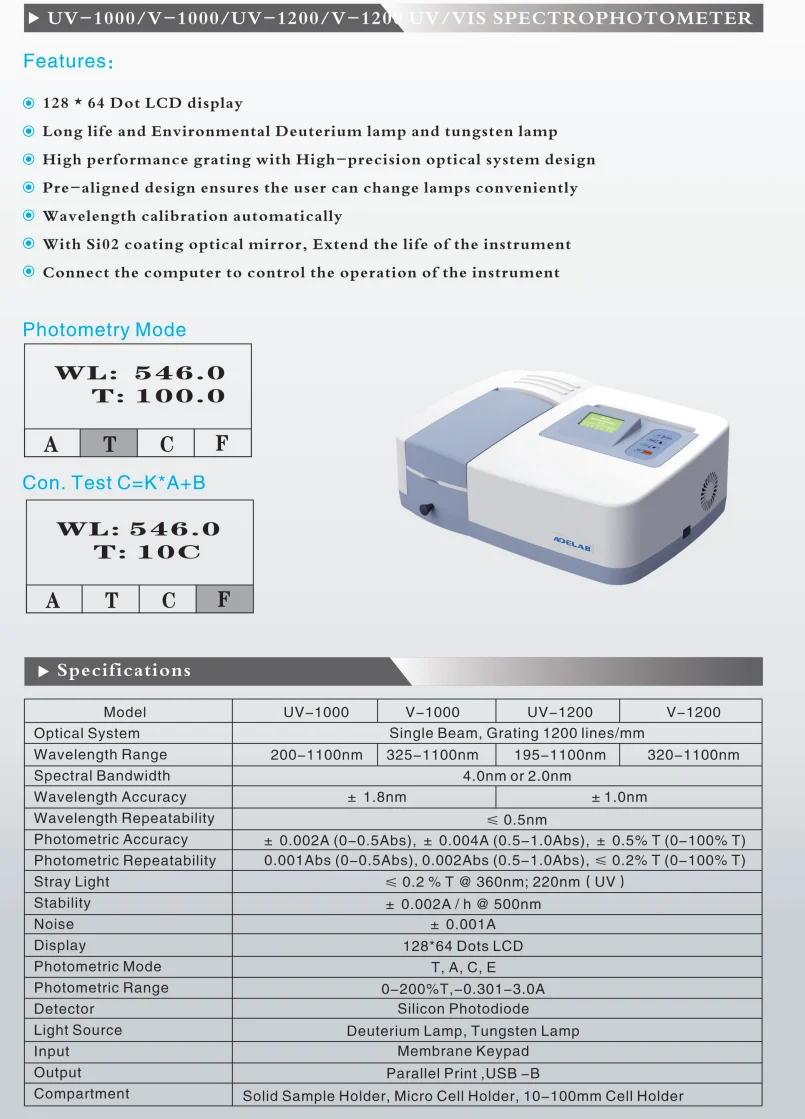 可见分光光度计，V-1000可见分光光度计325-1100nm| Alibaba.com