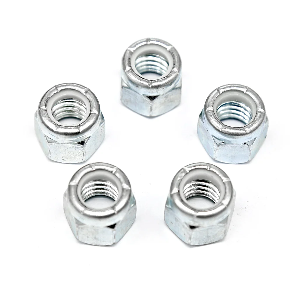 M10 DIN985 ISO7040 Carbon Steel Nylon Insert Stainless Steel 304 316 8.8 Hex Nylon Insert Nut