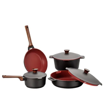 Classic 7-piece Cast Aluminum Cookware Set With Dots Induction Bottom ...