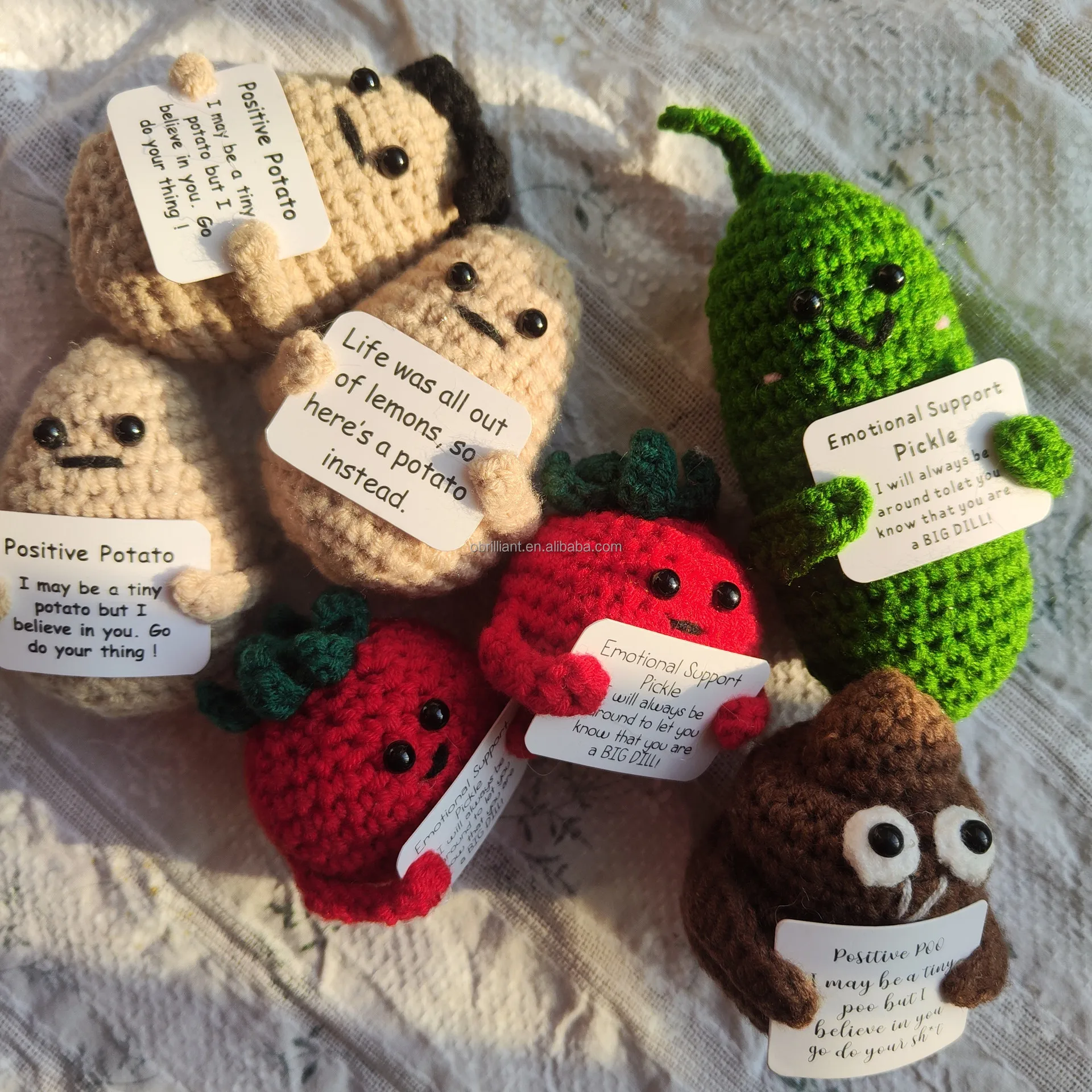 Crochet Positive Vegetables Cute Crochet Desk Accessory Positive Pickle ...