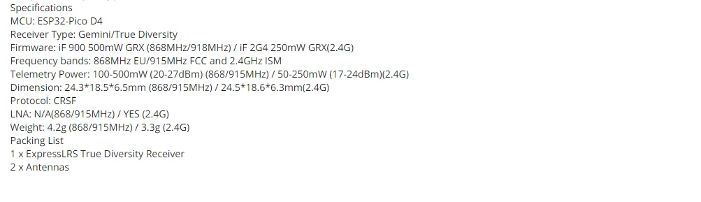 IFlight ExpressLRS ELRS Diversity Receiver ELRS 900MHz 500mW True ...