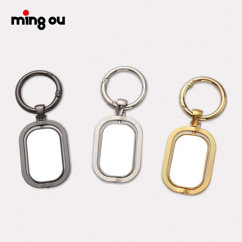 Customized Double-Sided Sublimation Metal Keychain & Rotate Rhinestone ...