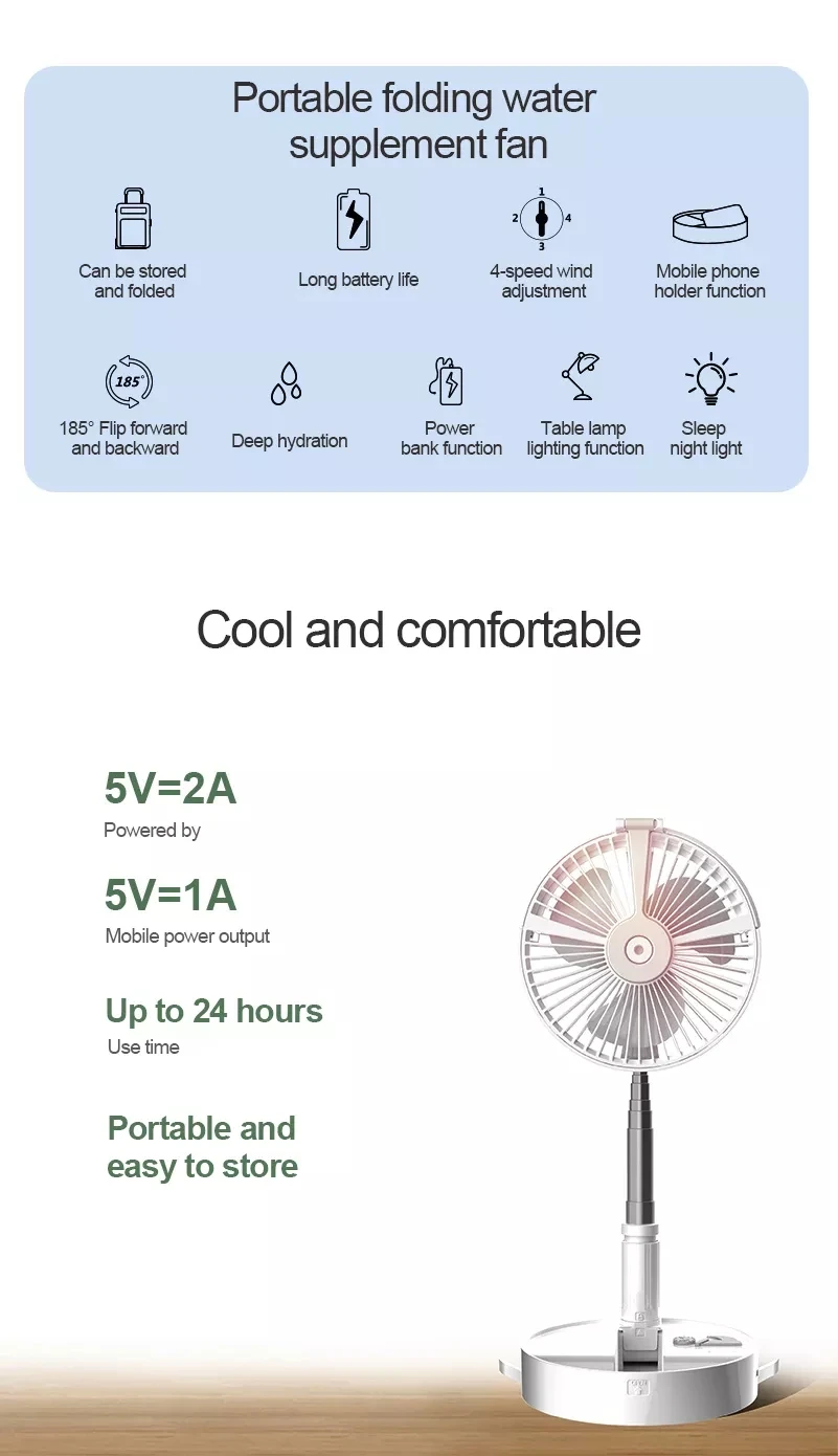 Multifunctional 4 Types Windspeed Foldable Desk Fan With Desk Lamp Usb ...