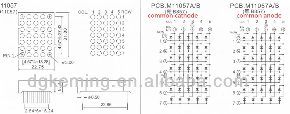 Red Color 5x7 Led matrix 3mm Round Led matrix Module for Elevator ...
