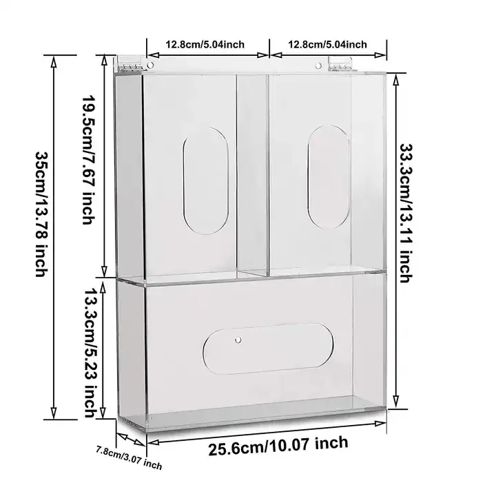 Wall Mount Clear Acrylic Disposable Glove Holder Face Mask Dispenser ...
