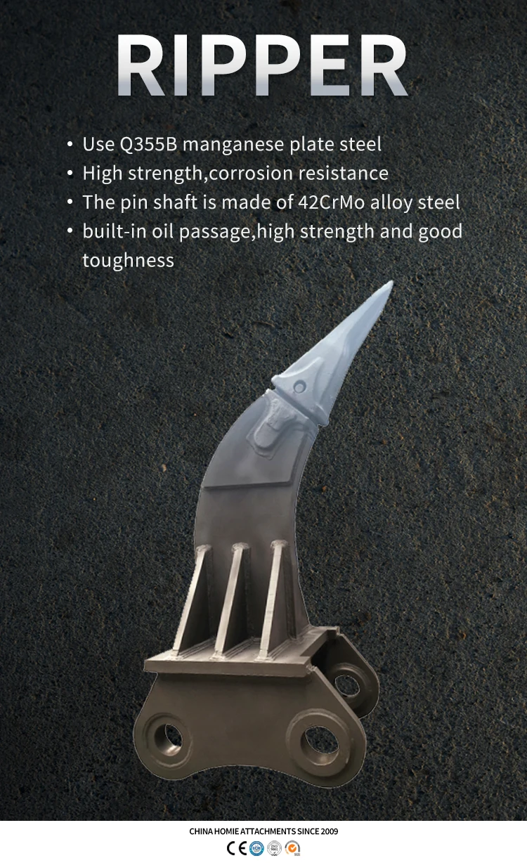 Excavator Ripper Tooth / Ripper Hook Attachment Rock Single Tine Ripper ...