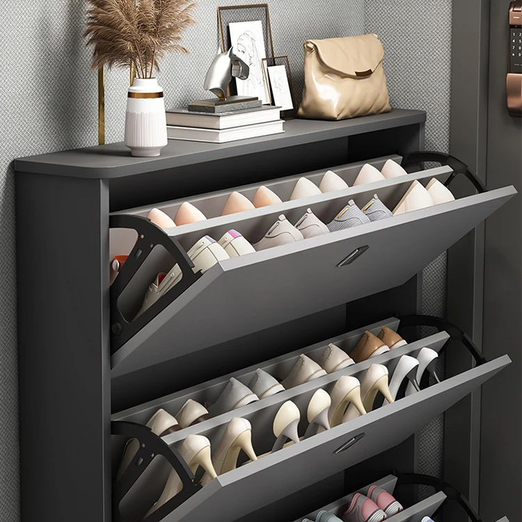 Luxury Modern Wooden Shoe Rack Cabinet - Double-Deck Storage