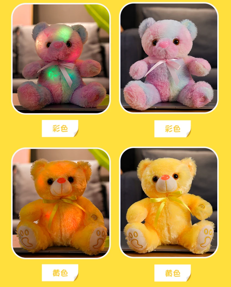 Spot Goods 22cm Soft Night Led-glowing Stuffed Animal Doll Teddy Bear ...