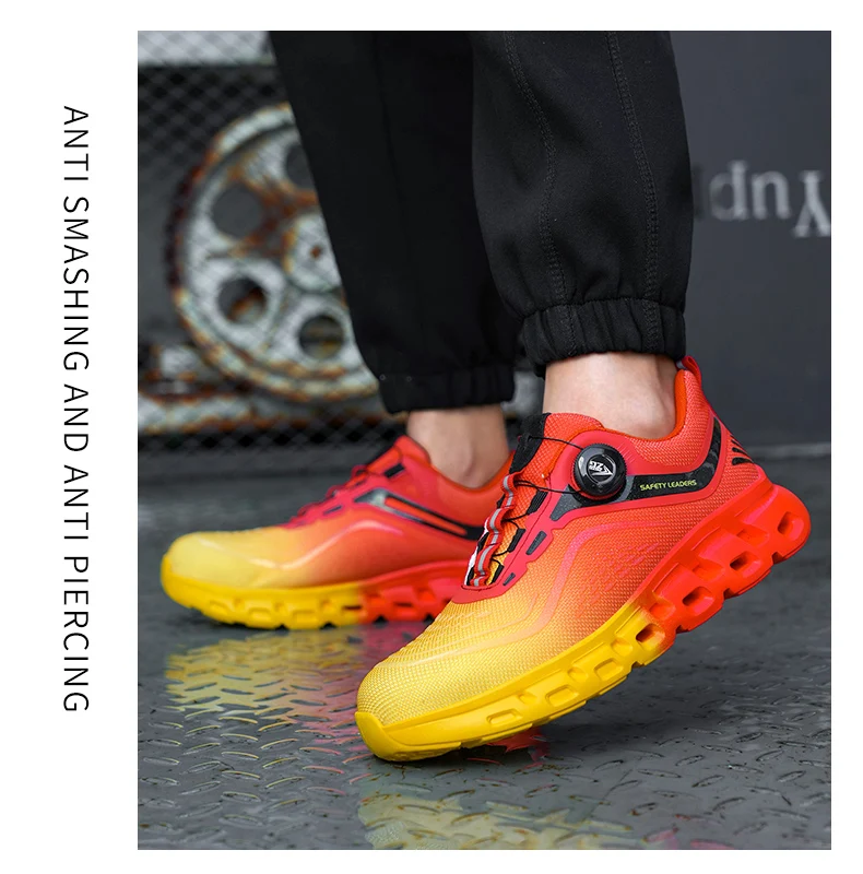 Orange Fast Lacing System Safety Shoes - Durable & Comfortable