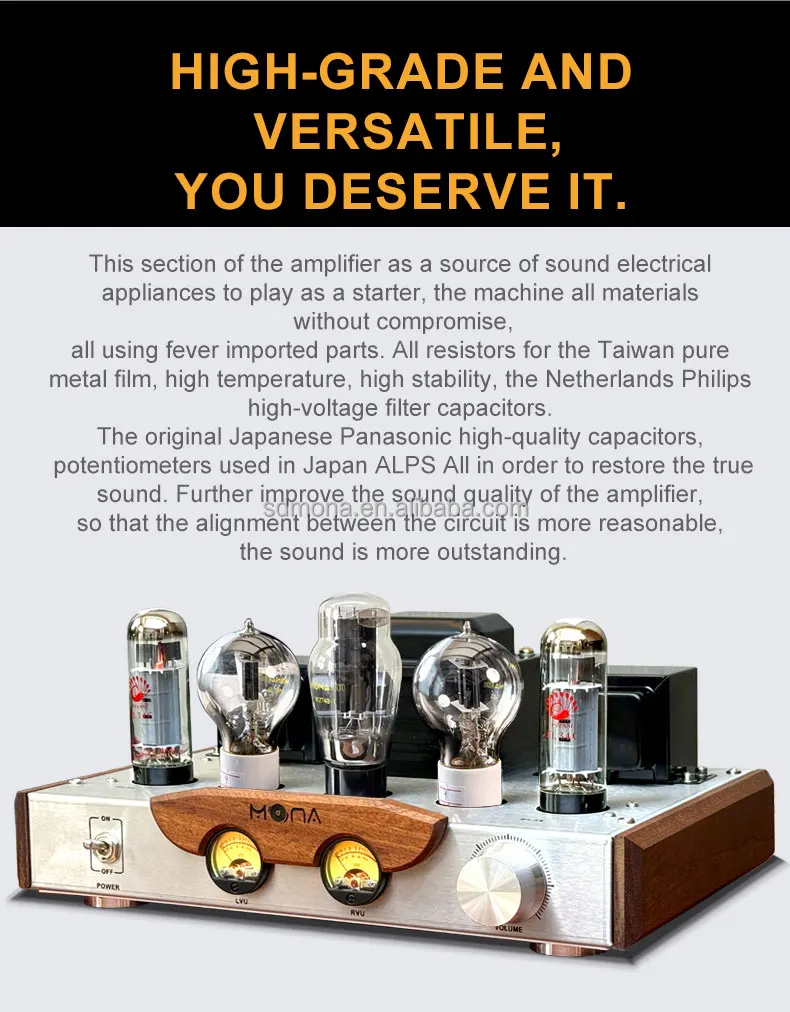 Mona Audiophile High Fidelity EL34 HIFI Tube Amplifier Single-Ended Class a Bluetooth Audio ...