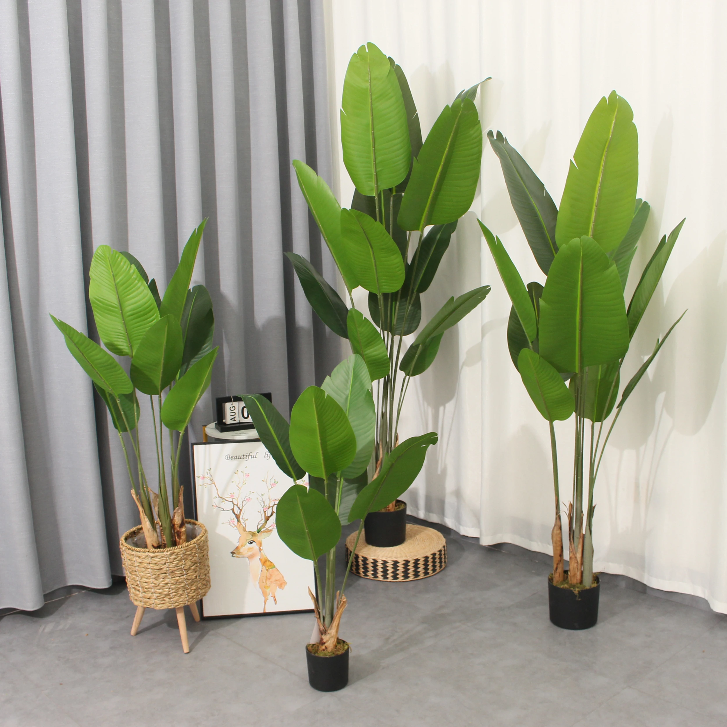 Artificial Plants Traveler Banana Tree Real Touch Leaf Plastic Tree For ...