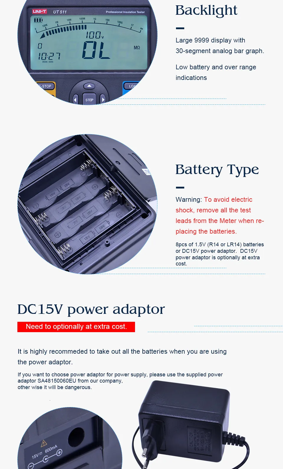 Uni-t Ut511 Digital Insulation Resistance Testers Meter Megohmmeter Low ...