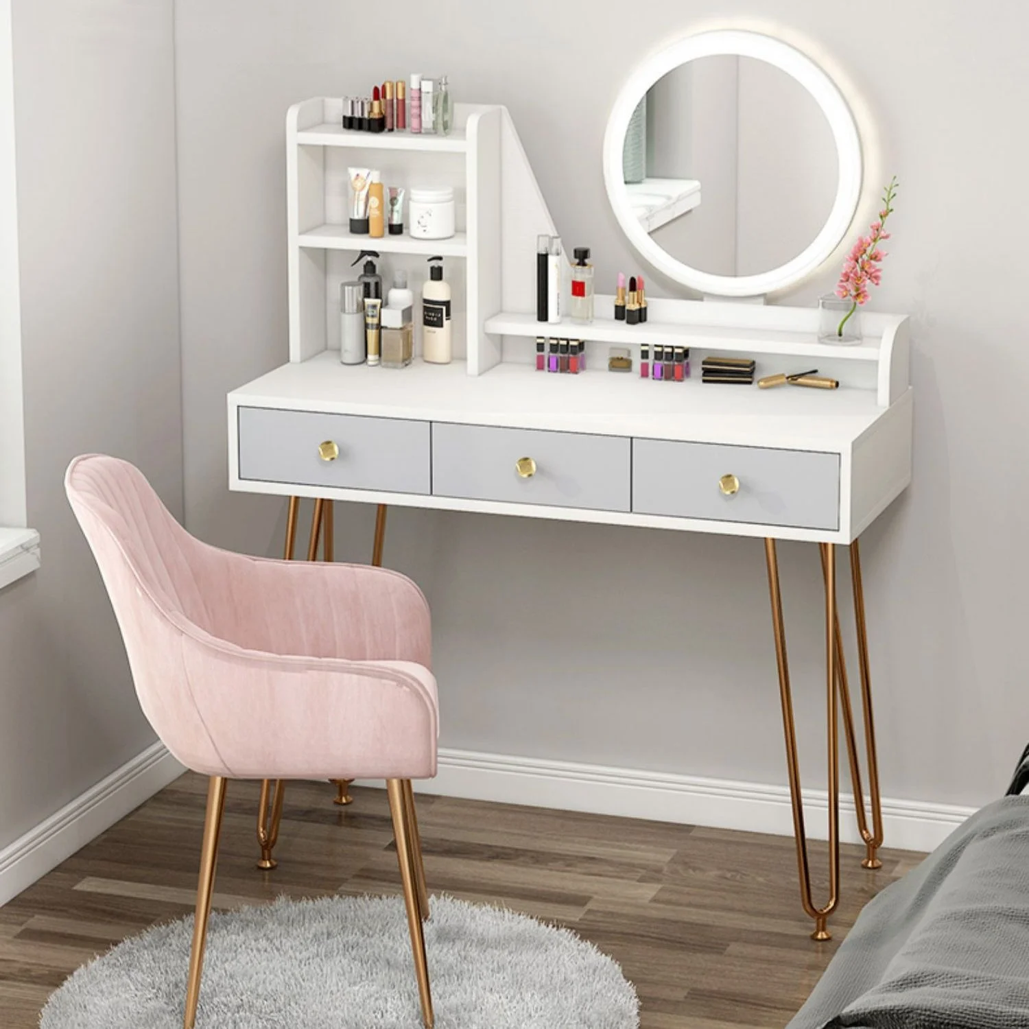 Modern Luxury Make Up Table Set Dressing Table Set For Bedroom With ...