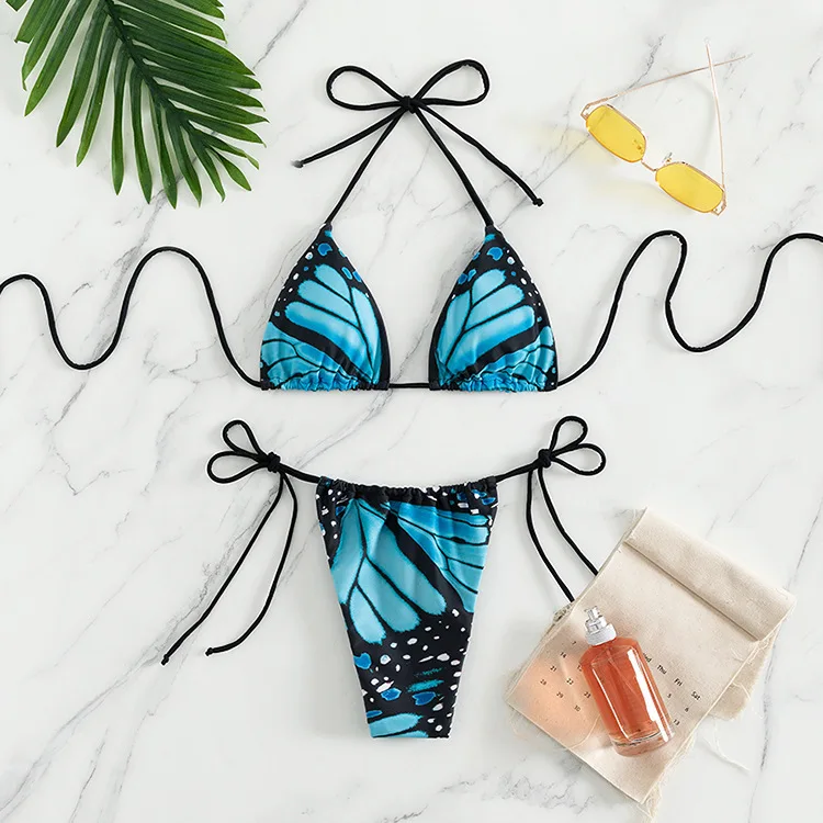 Hot Sexy Micro Bikini Triangle Swimsuit Print Two Piece Girl Custom