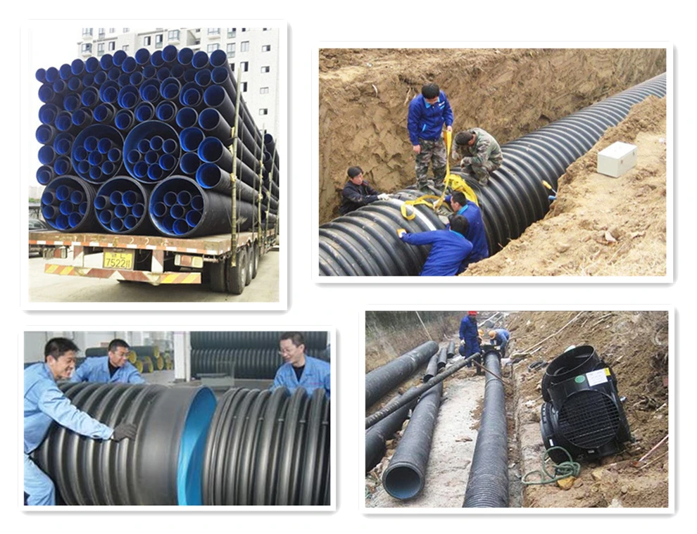 Large Diameter Pe Sn8 Sn10 Sn12.5 Sn16 Steel Belt Reinforced Corrugated Drainage Pipe - Buy ...