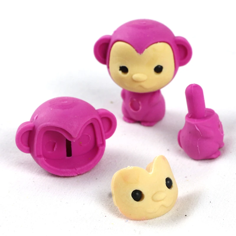 Soododo Creative Animals Eraser Mini Cartoon Monkey Model Desktop ...