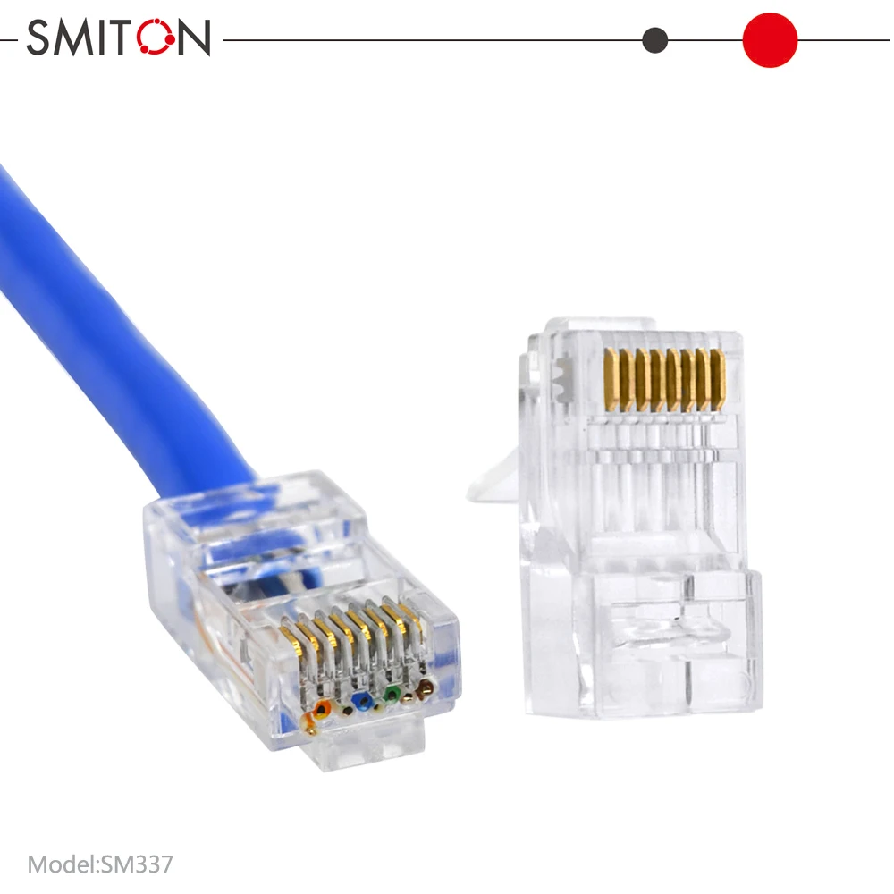 Ethernet Rj45 Connectors Male Cat 6a Network Modular 8p8c Pass Through ...
