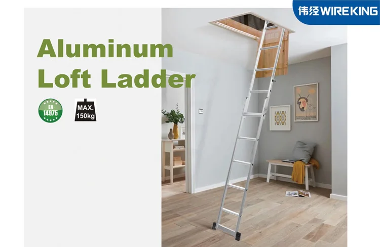 Household Aluminium Sliding Ladder - Retractable Loft Ladder