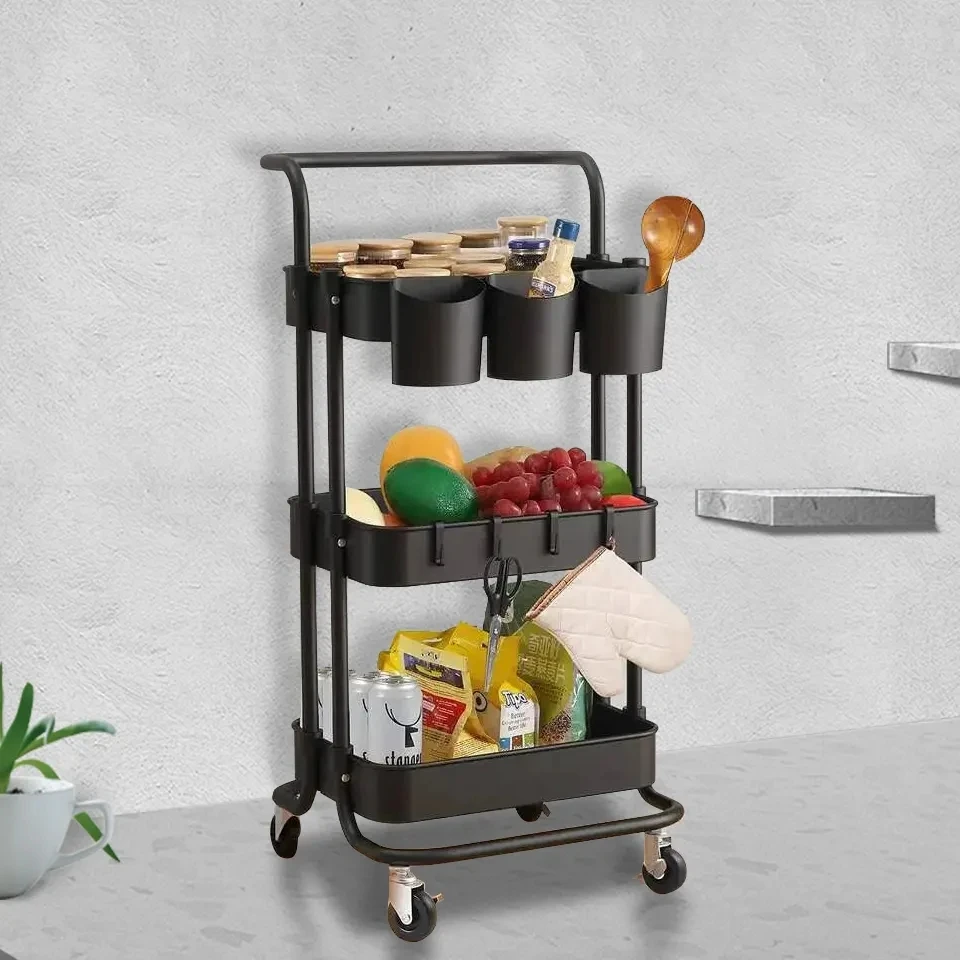 Multi-purpose Rolling Trolley Bathroom Kitchen Living Room 3 Tier Shelf ...