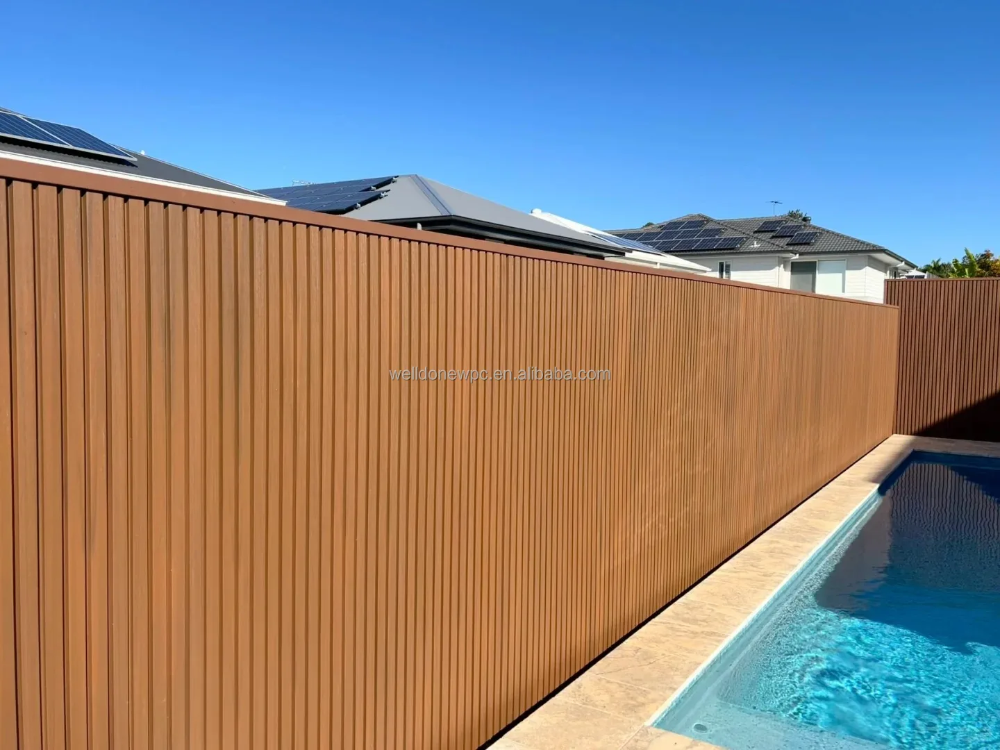 Walnut Exterior Composite Wood-Effect Slat Wall Panels Indoor Garage ...