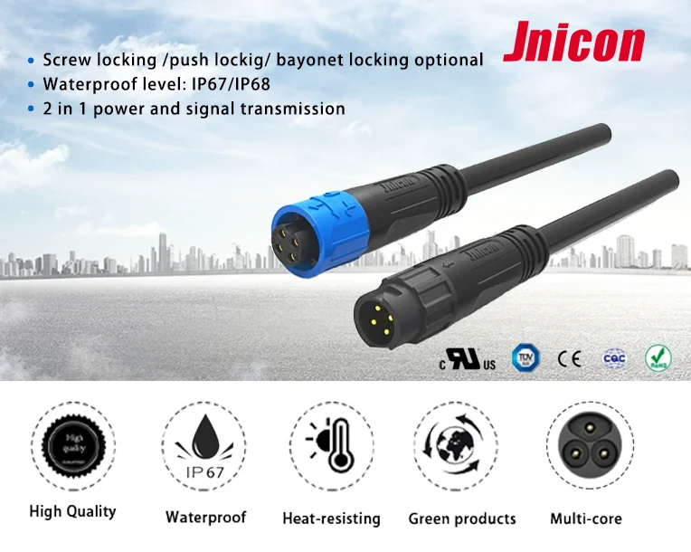 Jnicon M12 2 Pin Circular Waterproof Ip68 Industrial Electrical ...