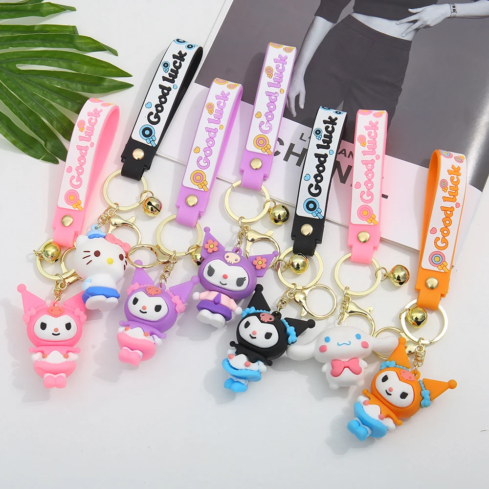 Sanrio Cinnamon Dog Kuromi 3d Anime Keychain Silicone Plastic Rubber ...