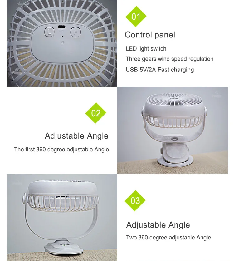 IWIN-8028 USB Mini Portable Clip Table Fan