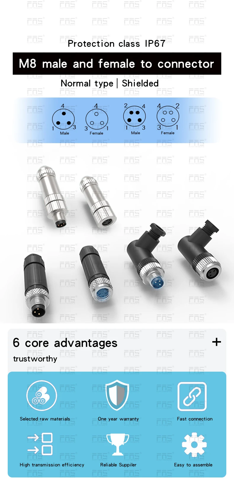 Shielded Metal Casing Waterproof Plug Male Female Circular Angle M8 ...
