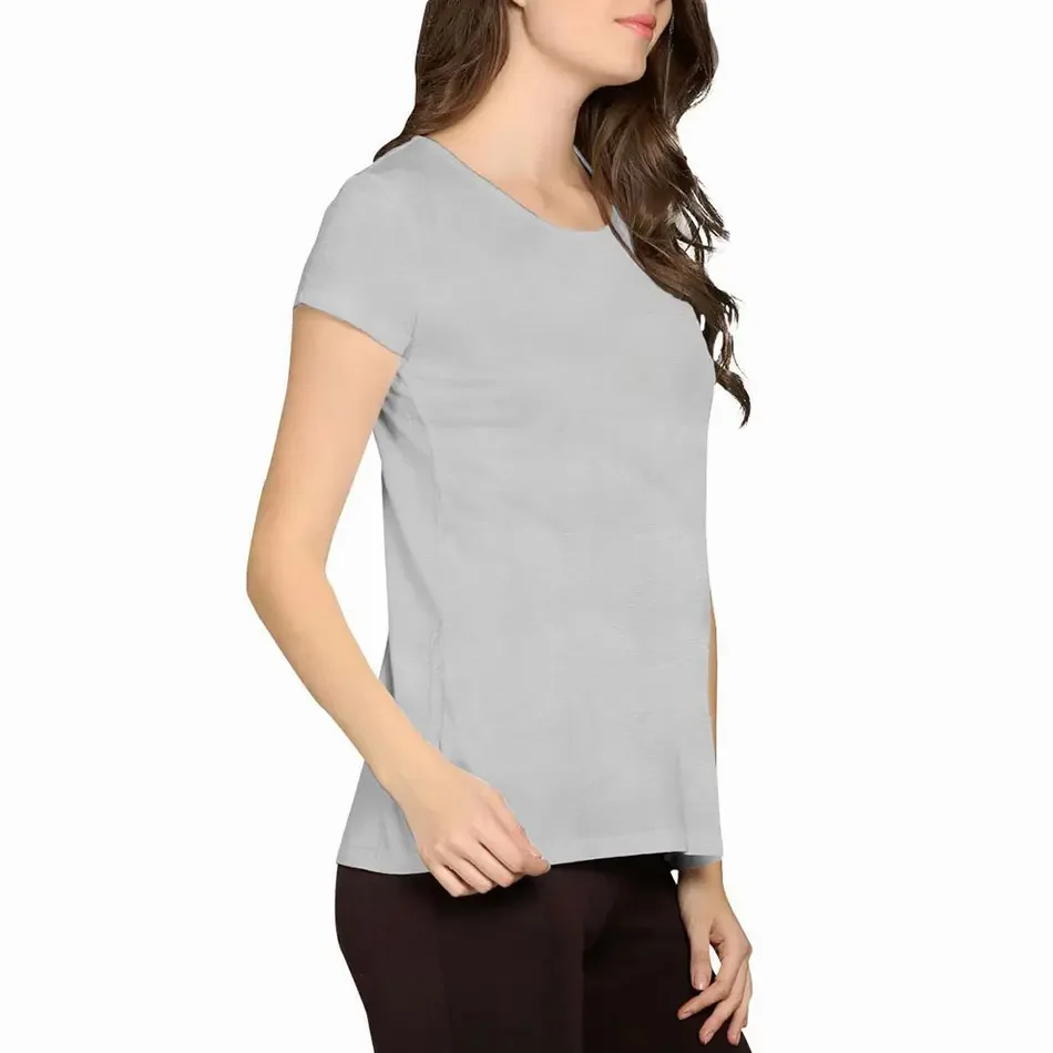 O-neck Your Logo Light Grey Women's T-shirt For Everyday Comfort - Soft ...