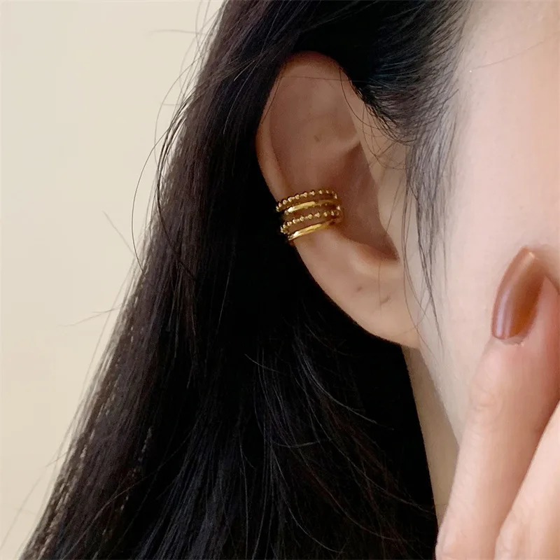 Tarnish Free 18K Gold Plated Stainless Steel Ear Clip Four Layers ...