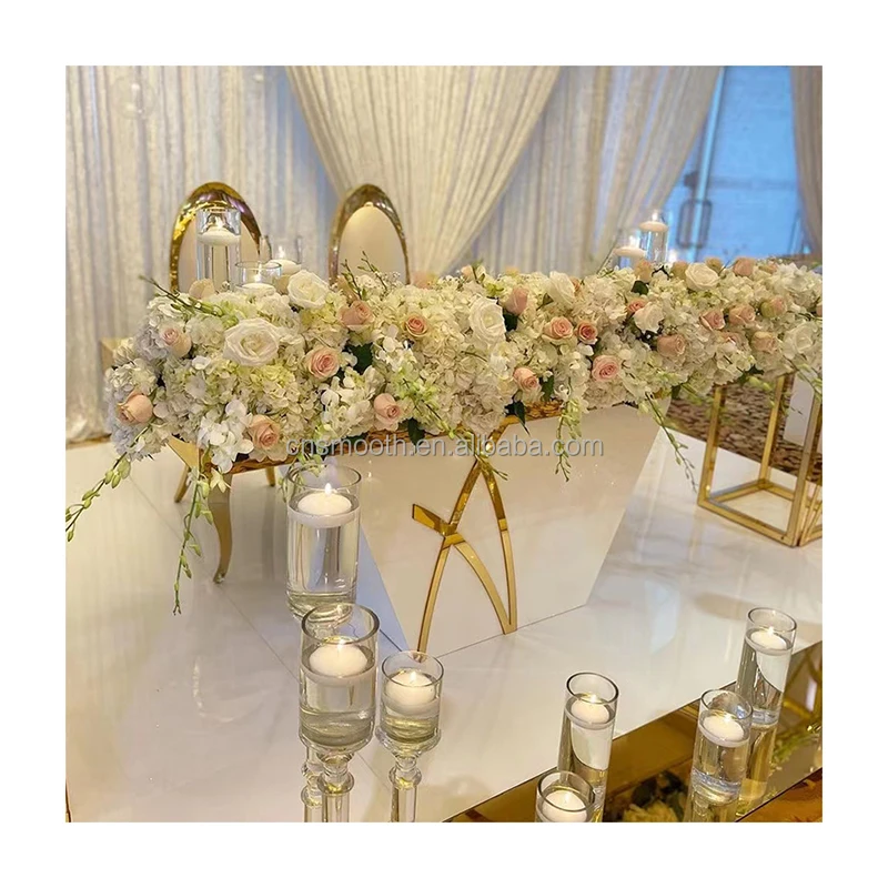 Ceiling Crystal Round Stainless Steel Gold Cake Table For Wedding Party ...